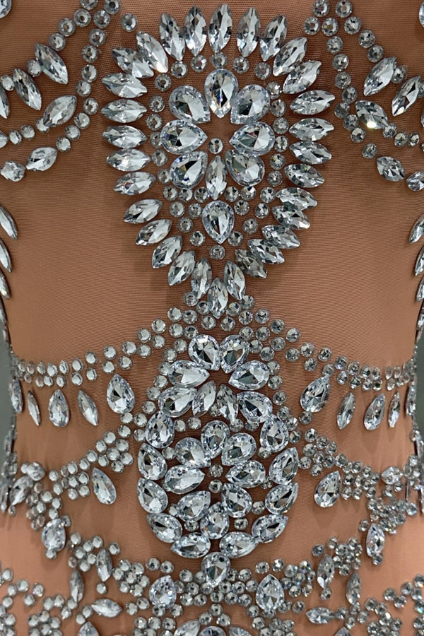Sheer Rhinestone Embellished Motif Bodysuit – BOUGIE GLITTER