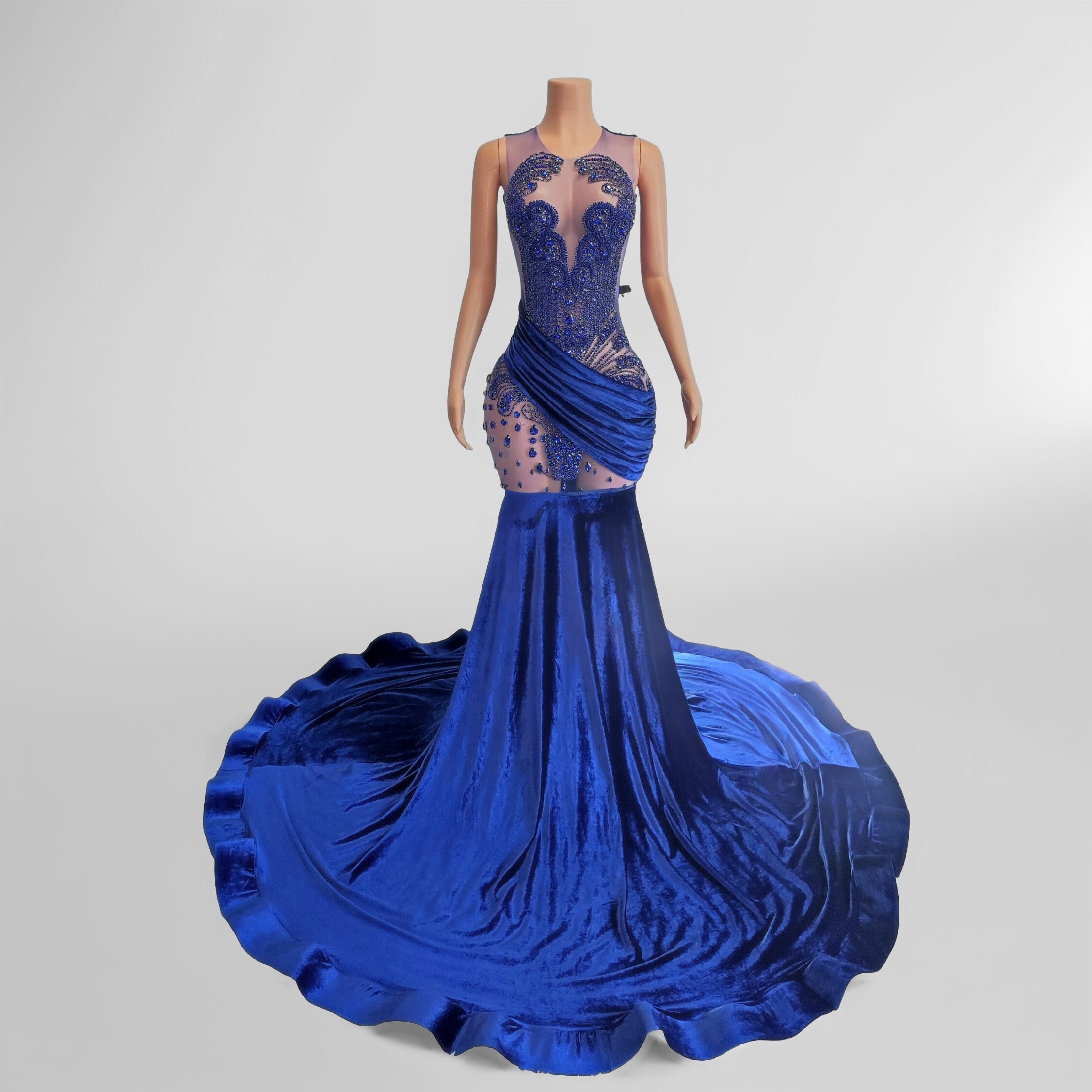 Ember Sheer Rhinestone Embellished Draped Sash Gown – BOUGIE GLITTER