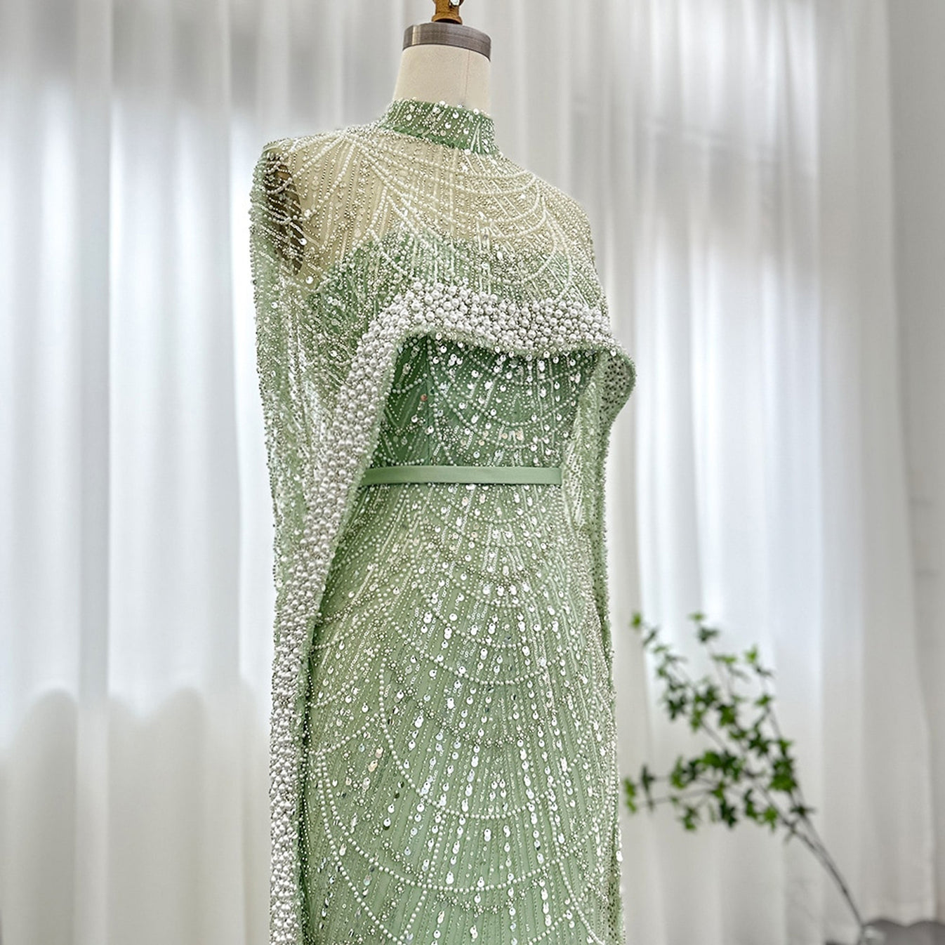 Embellished Pearl and Sequin Color Cape Dress – BOUGIE GLITTER