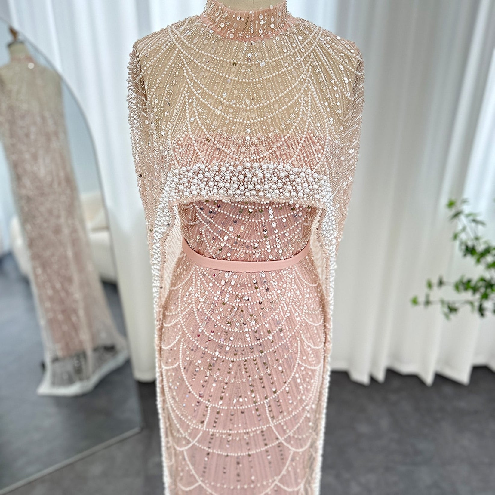 Embellished Pearl and Sequin Color Cape Dress – BOUGIE GLITTER